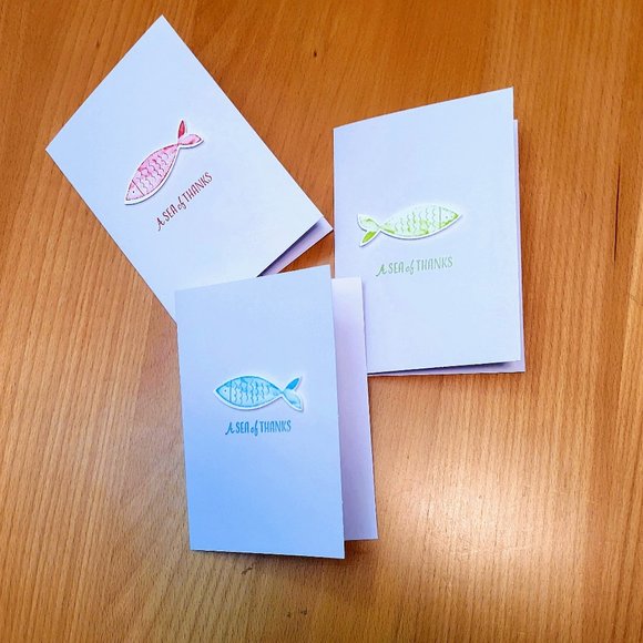 Hand Crafted | Party Supplies | Thank You Card Fish Card A Sea Of ...